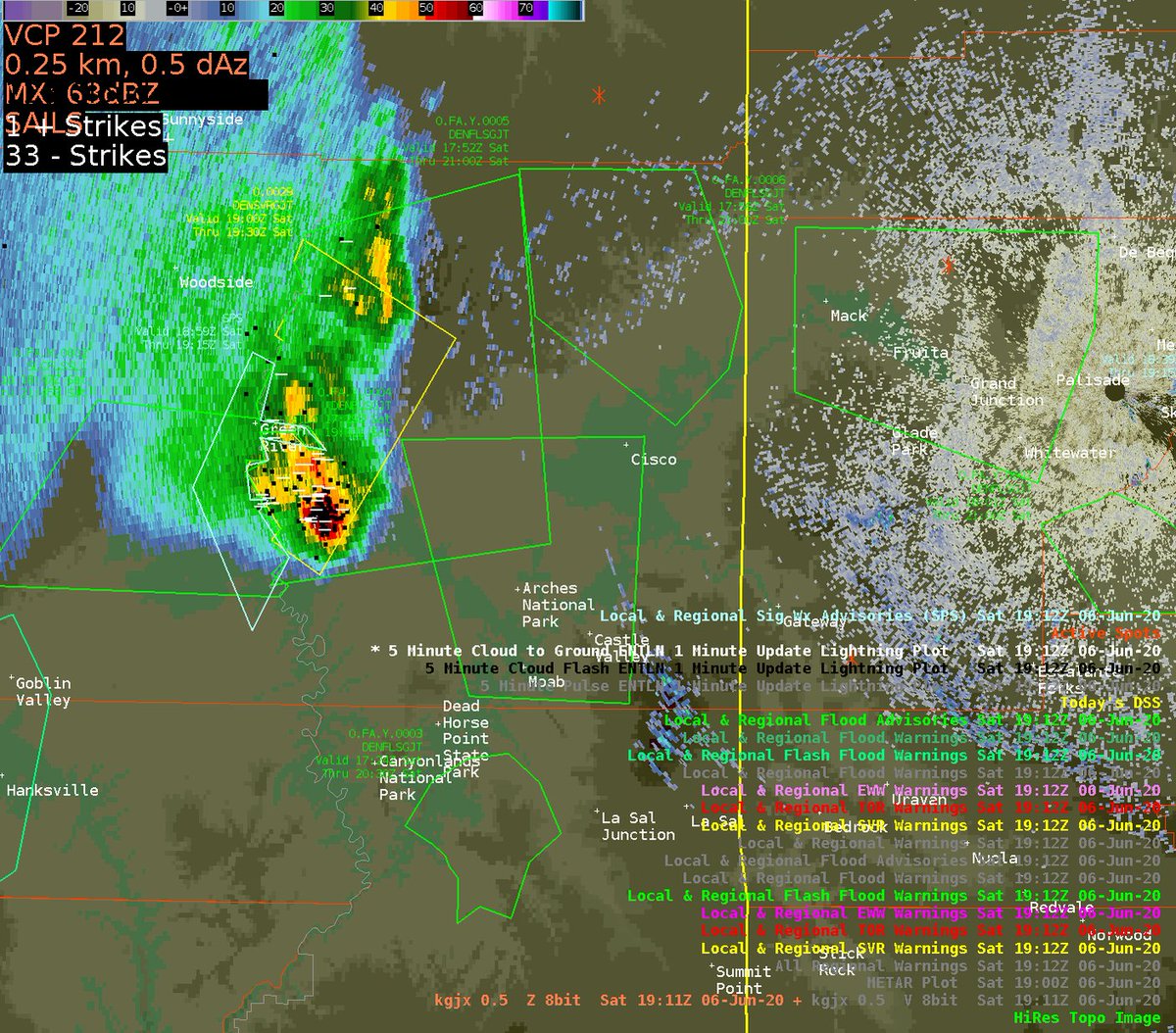 Radar at 1:30 pm: severe storm heading for Thompson Springs and Cisco ...