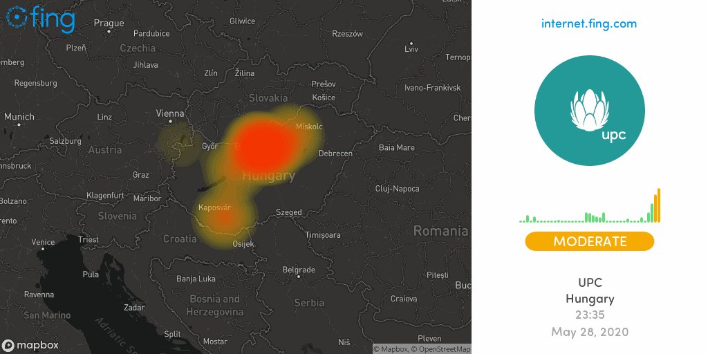 Fing Internet Alert on Twitter: "⚡ Moderate Internet #outage detected: #UPC in #Hungary since 23 ...
