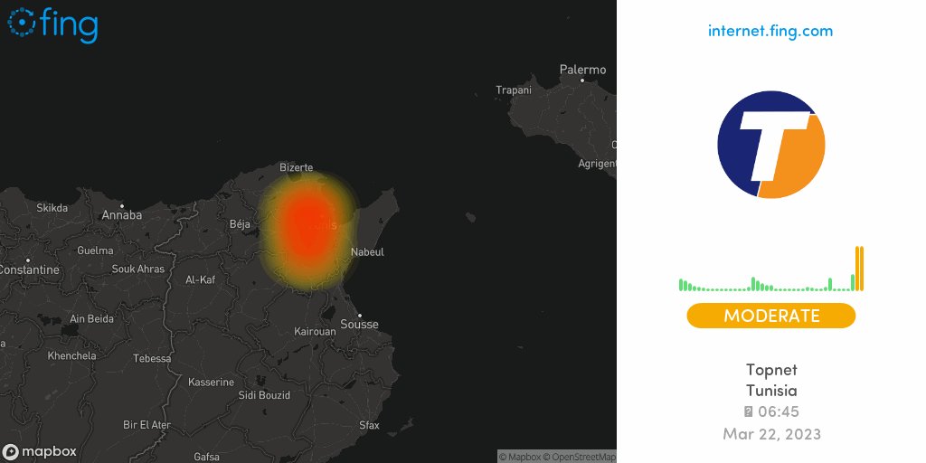 Fing Internet Alert on Twitter: "🔥 Moderate Internet #outage detected: #Topnet in #Tunisia since ...