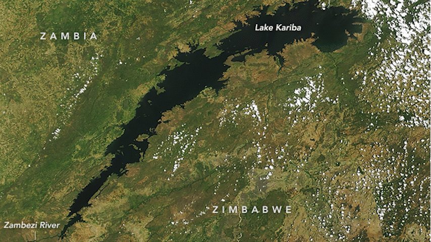 The water level at Lake Kariba, the world’s largest reservoir and a ...