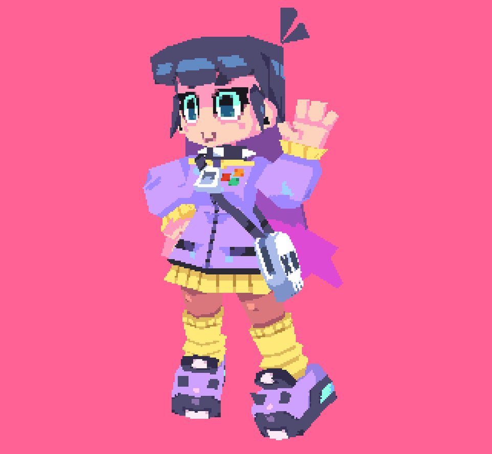 violet! on Twitter: "and here she is, the finished violet rig 💜💫💀 #lowpoly #pixelart #blockbench ...