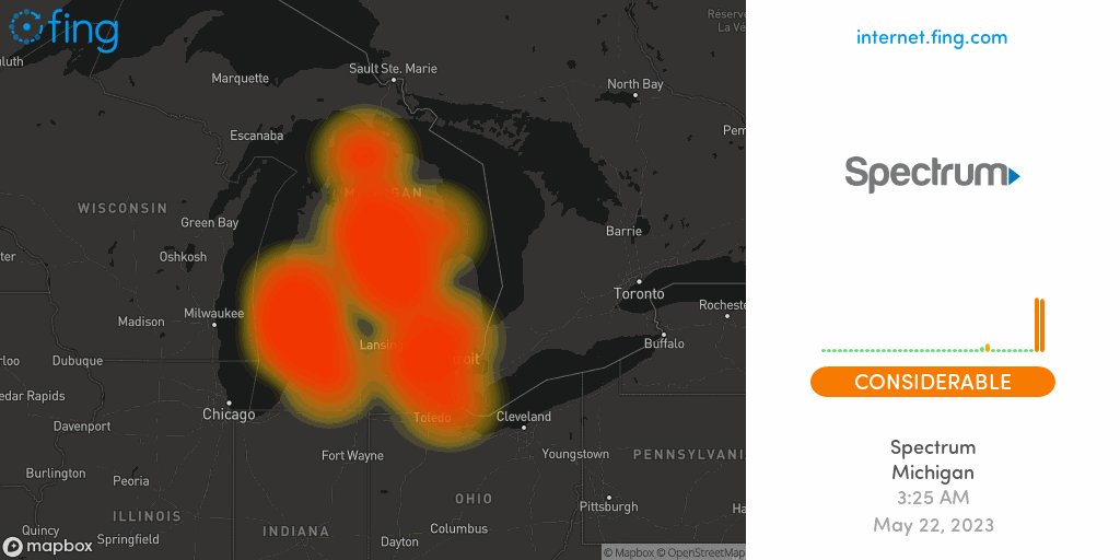 Fing Internet Alert on Twitter: "⚡ Considerable Internet #outage detected: #Spectrum in # ...