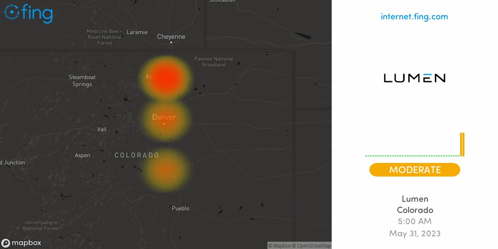 Fing Internet Alert on Twitter: "⚡ Moderate Internet #outage detected: #Lumen in #Colorado since ...