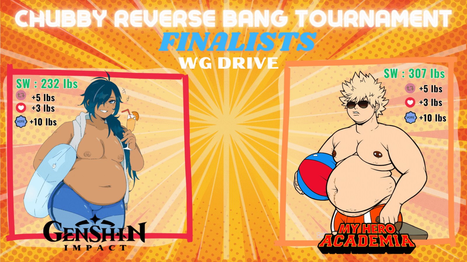 Fat Fandom Events! on Twitter: "It’s a FINALIST WG DRIVE!! 🔁 5lbs to both ️ 3lbs to both BUT ...