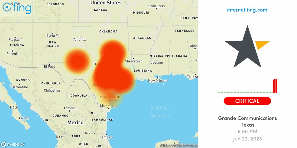 Fing Internet Alert on Twitter: "⚡ Critical Internet #outage detected: #GrandeCommunications in ...